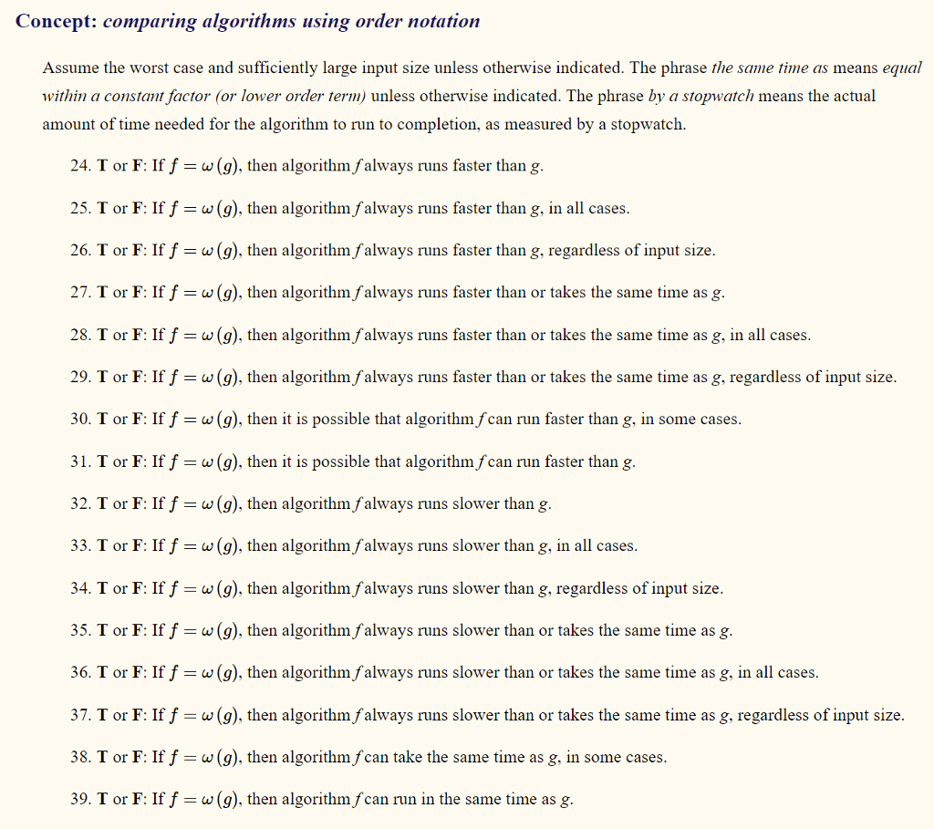 Solved Concept: comparing algorithms using order notation | Chegg.com