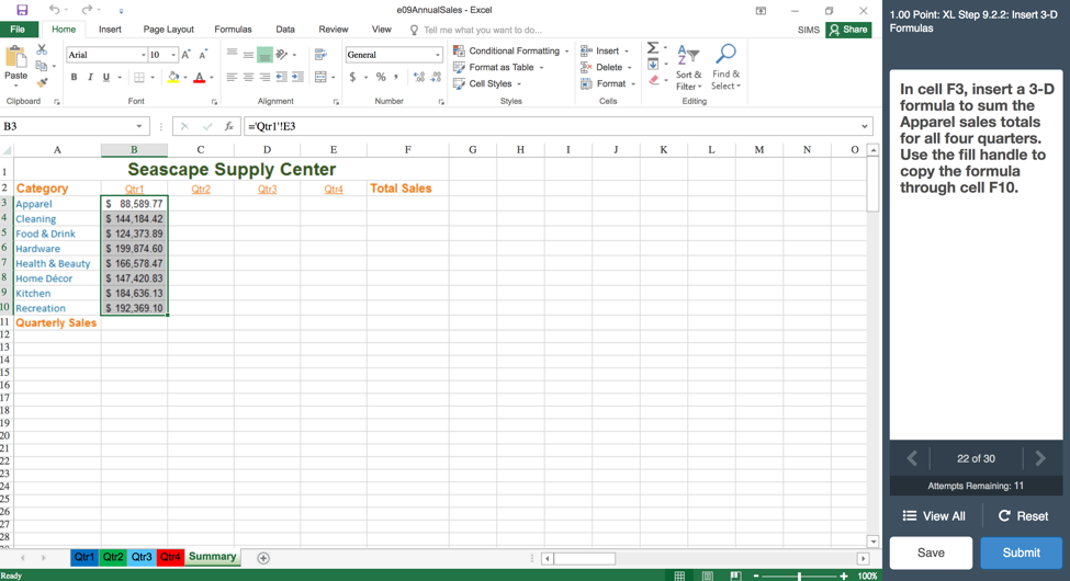 Solved 1.00 Point: XL Step 9.2.2: Insert 3-D Home Insert | Chegg.com