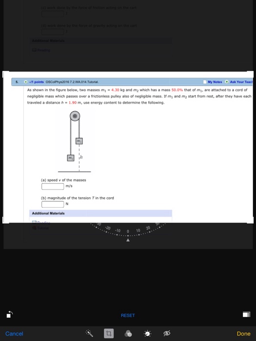 Solved As shown in the figure below, two masses m_1 = 4.30 | Chegg.com