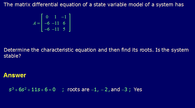 Solved The matrix differential equation of a state variable | Chegg.com