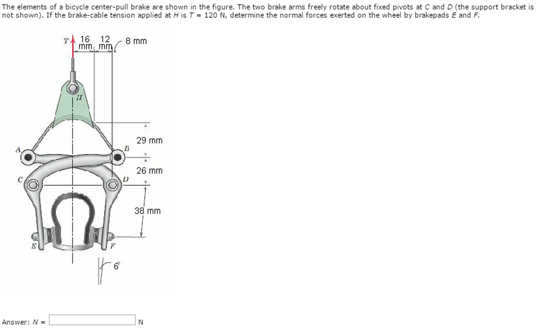 Solved The elements of a bicycle center-pull brake are shown | Chegg.com