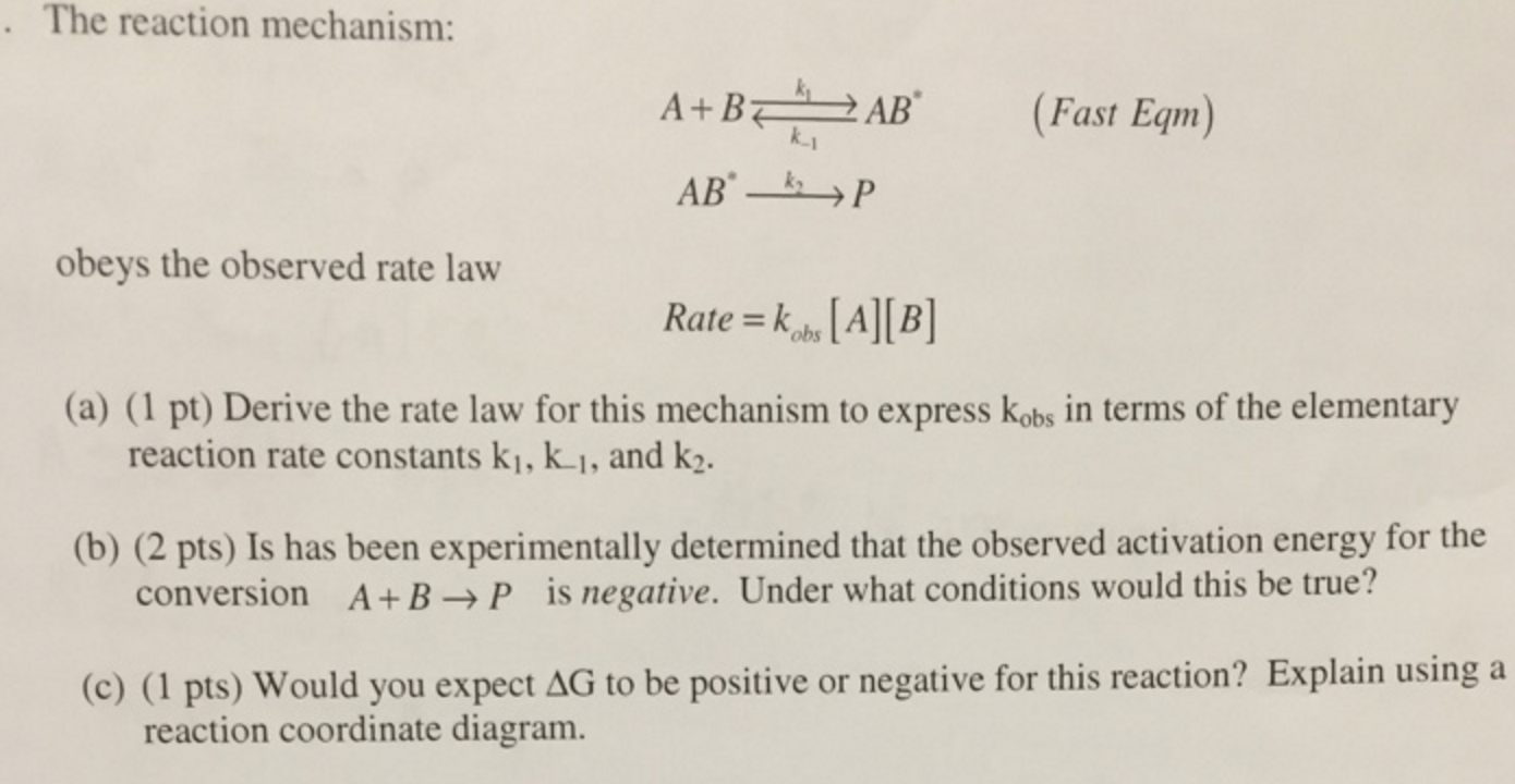Derive the rate law for this mechanism to express | Chegg.com