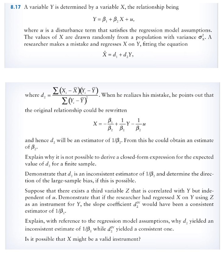 Solved A variable Y is determined by a variable X, the | Chegg.com