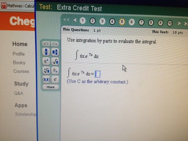 Solved CAMathway: Calcul Test: Extra Credit Test Cheg o 0 o | Chegg.com