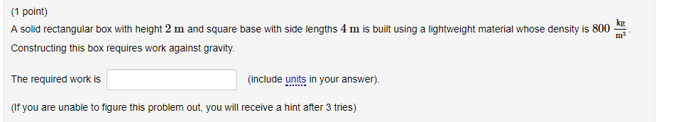 Solved A solid rectangular box with height 2 m and square | Chegg.com