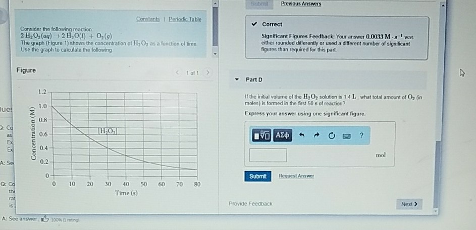 Solved Previous Answers Constants 1 Reriodic Table Correct | Chegg.com