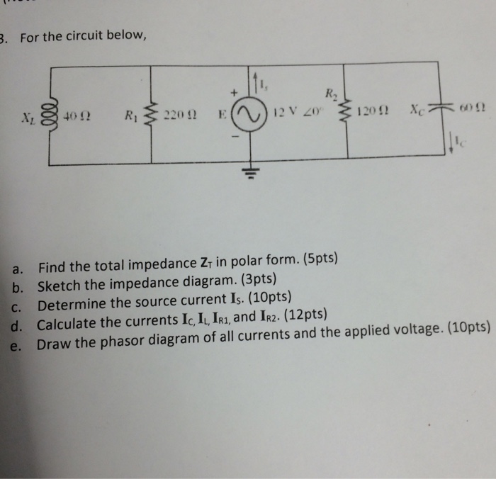 Solved For the circuit below Find the total impedance Z_T | Chegg.com