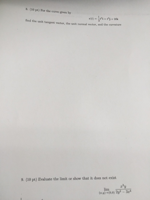 Solved For the curve given by r(t) = 1/3t^3 i + t^2j + 2tk | Chegg.com
