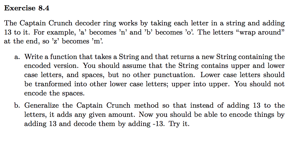 Solved Exercise 8.4 The Captain Crunch decoder ring works by | Chegg.com