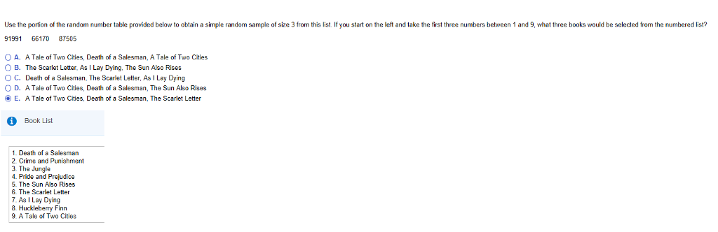 Solved Use the portion of the random number table provided | Chegg.com
