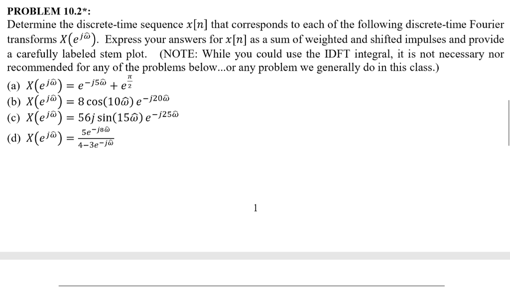 Solved Problem 10 2 Determine The Discrete Time Sequence