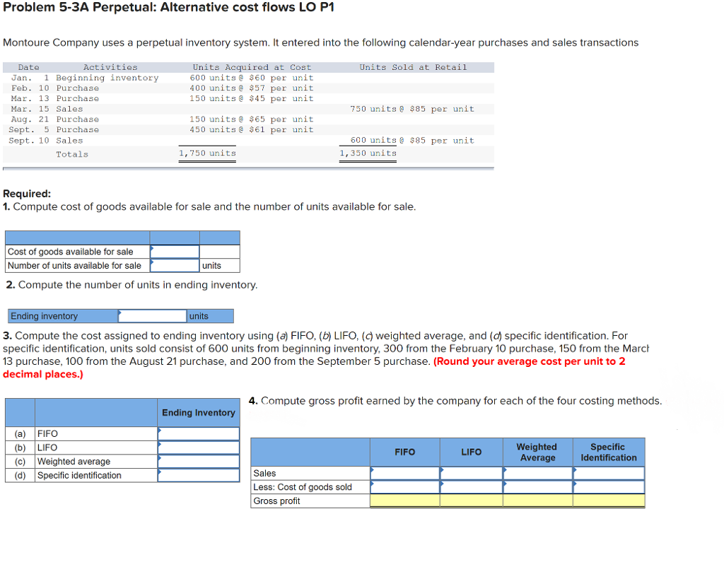 Solved Problem 5-3A Perpetual: Alternative cost flows LO P1 | Chegg.com