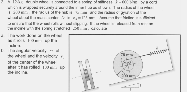 Solved A 12-kg double wheel is connected to a spring of | Chegg.com