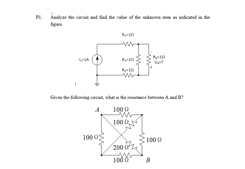 Solved P1. Analyze the circuit and find the value of the | Chegg.com