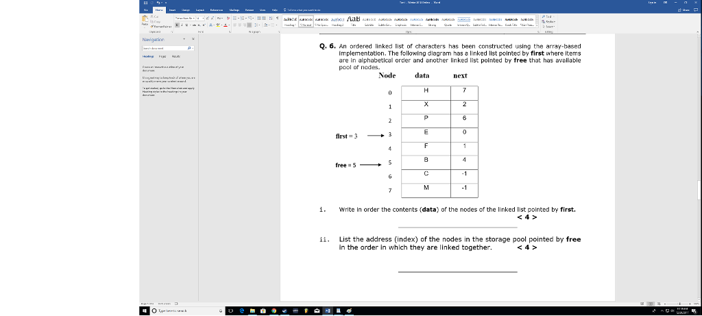 An ordered linked list of characters has been | Chegg.com