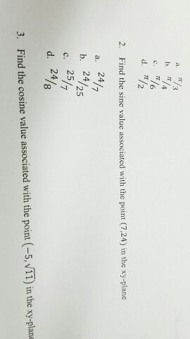 Solved Pi/3 pi/4 pi/6 pi/2 Find the sine value associated | Chegg.com