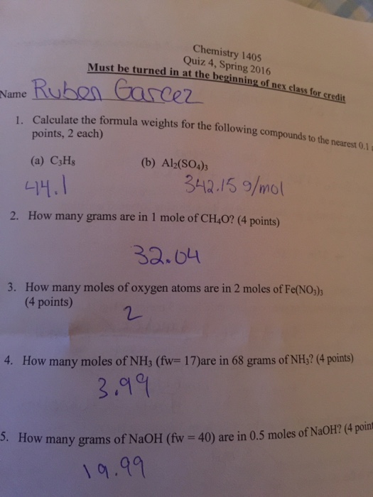 Solved Calculate- the formula weights for the following | Chegg.com