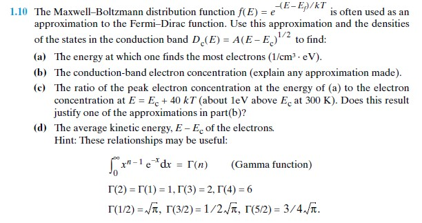 Solved 1.10 The Maxwell Boltzmann distribution function E) = | Chegg.com