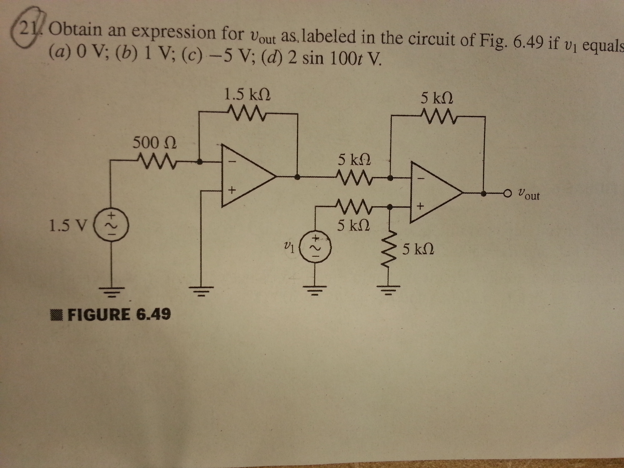 Solved Obtain an expression for vout as, labeled in the | Chegg.com