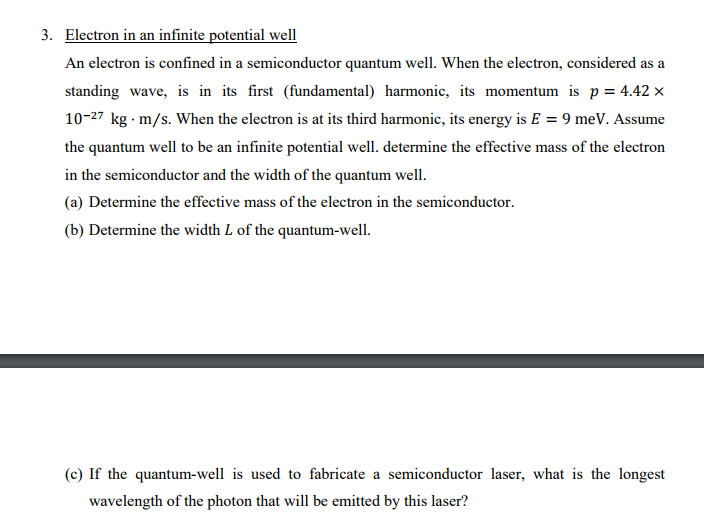 Solved 3 Electron In An Infinite Potential Well An Electron