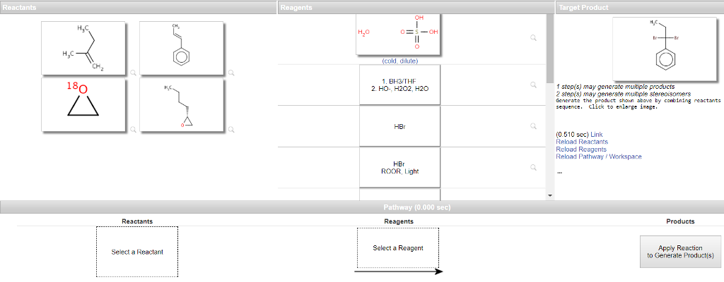 Solved Use the provided reactants and reagents to generate | Chegg.com