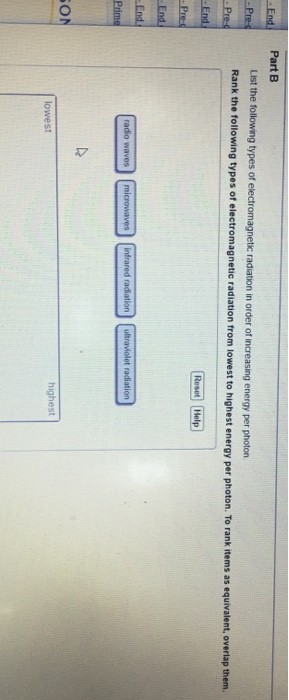 Solved List the following of electromagnetic radiation in | Chegg.com