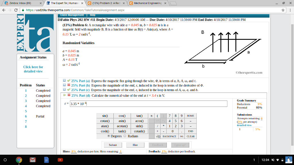 Solved EA, zimbra: Inbox (89) x y The Expert TAIHuman x C | Chegg.com