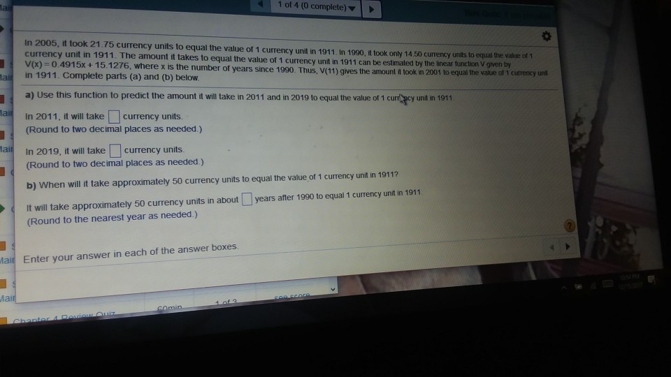 Solved 1 of 4 (0 complete) In 2005, it took 21.75 currency | Chegg.com
