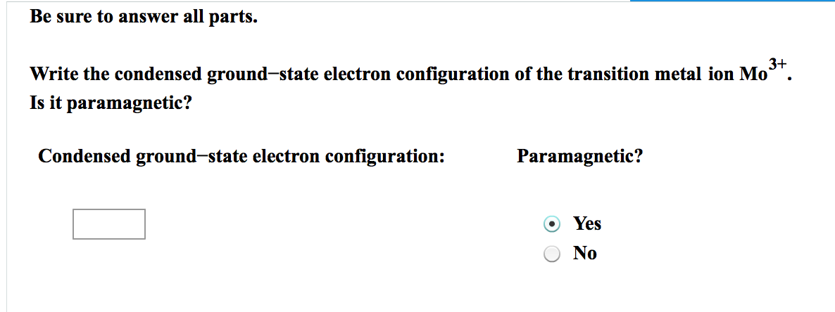 Solved Write The Condensed Ground State Electron