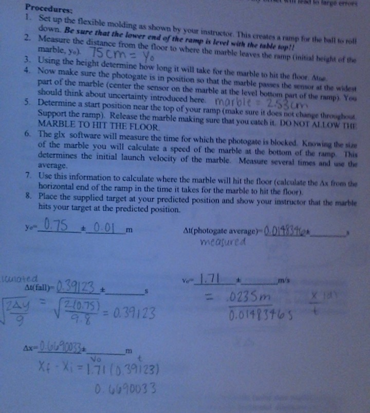 Solved Projectile Motion: Use a photogate to determine the | Chegg.com