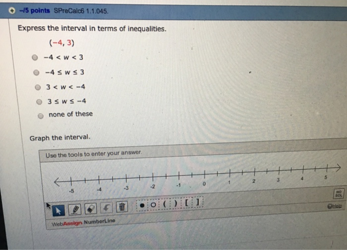 Solved Express the interval in terms of inequalities. | Chegg.com