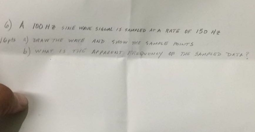 Solved A 100 HZ SINE WAVE SIGNAL IS SAMPLED AT A RATE OF 150 | Chegg.com