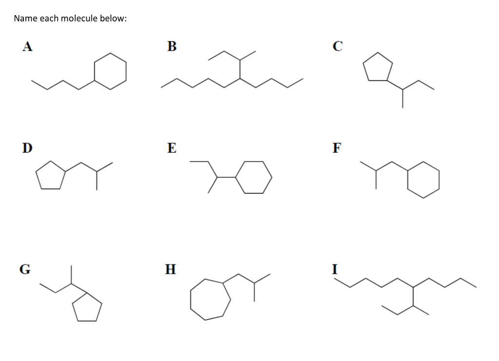 Solved Name each molecule below: | Chegg.com