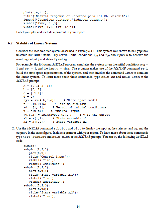 Solved Project 2: Feedback Control of Linear Dynamical | Chegg.com