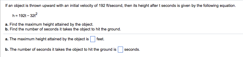 Solved If an object is thrown upward with an initial | Chegg.com