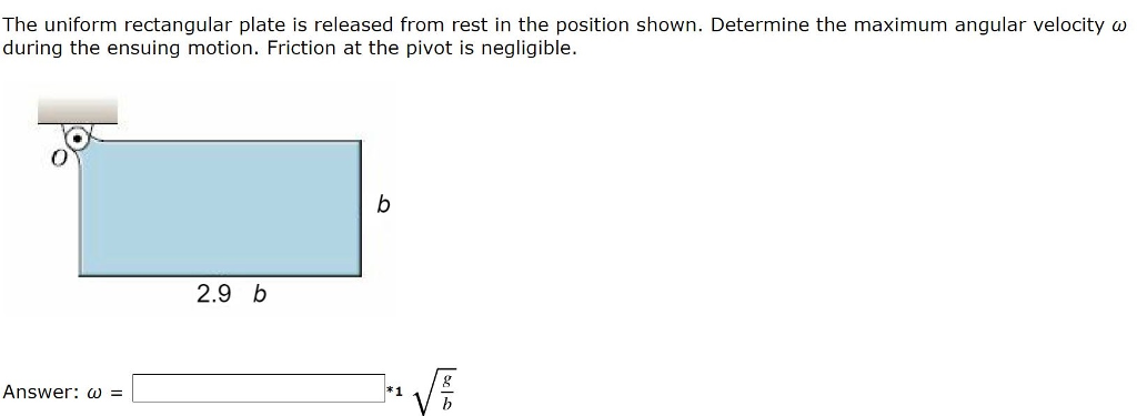 Solved The uniform rectangular plate is released from rest | Chegg.com