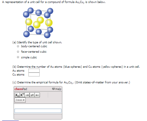 Solved A representation of a unit cell for a compound of | Chegg.com