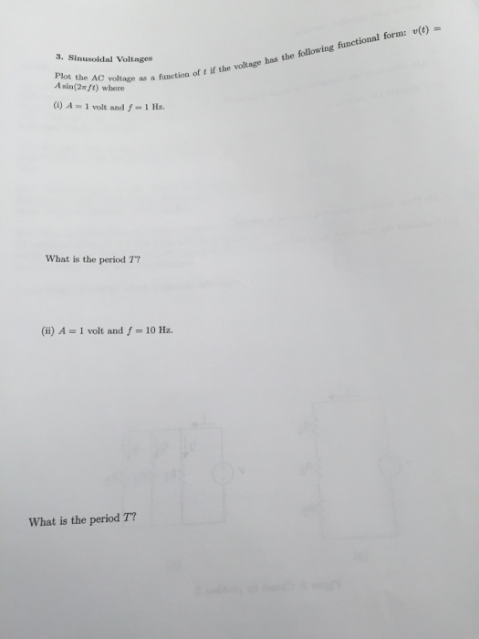Solved 3. Sinusoidal Voltages Plot the A Asin(2ft) where (i) | Chegg.com