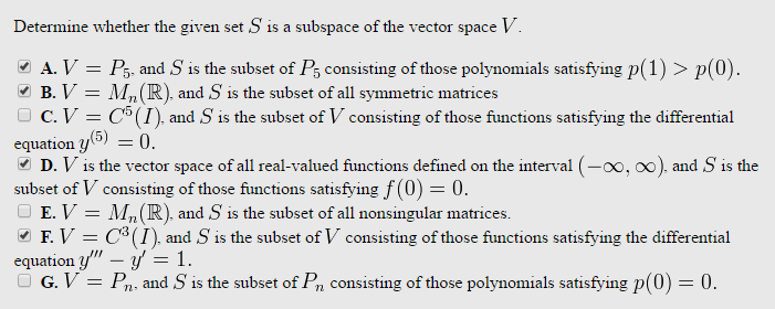 Solved Determine whether the given set S is a subspace of | Chegg.com