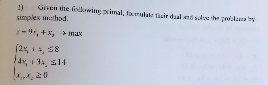 Solved Given the following primal, formulate their dual and | Chegg.com