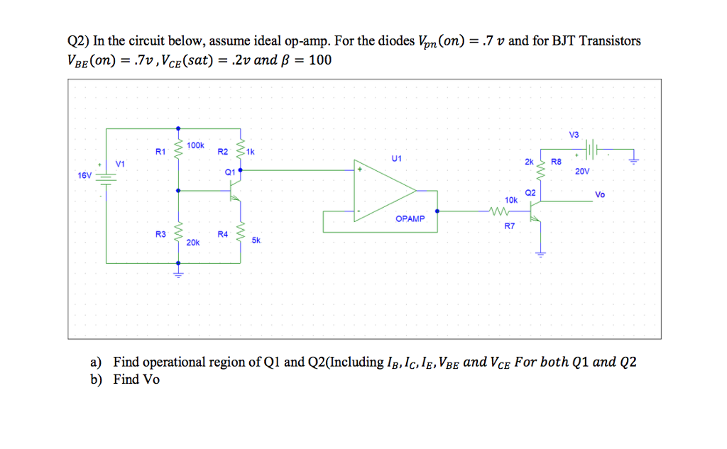 Solved Q2) In the circuit below, assume ideal op-amp. For | Chegg.com