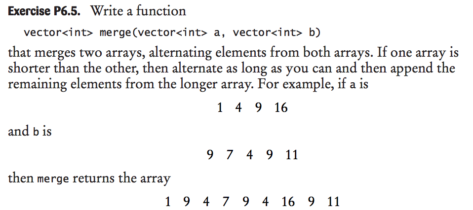 Solved Exercise P6.5. Write a function vector merge (vector | Chegg.com