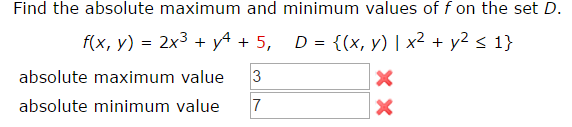 Solved Find the absolute maximum and minimum values of f on | Chegg.com