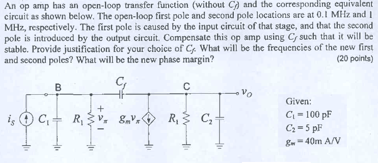 Solved An op amp has an open-loop transfer function (without | Chegg.com