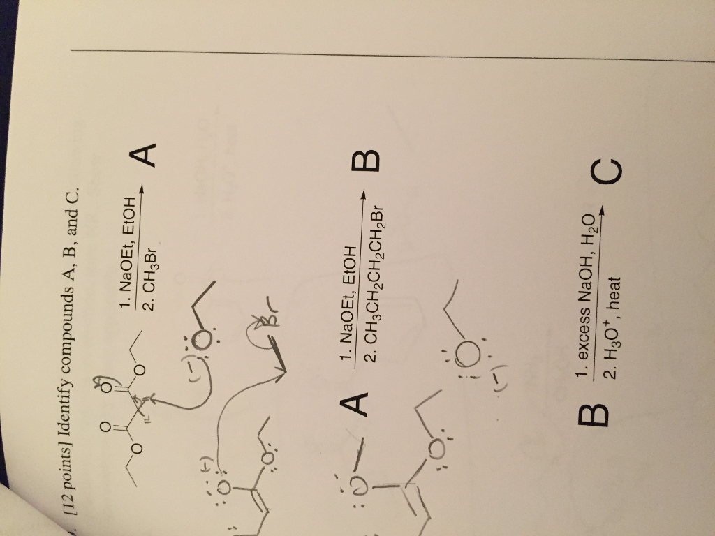 Solved 112 Identify compounds A, B, and C points] 1. NaOEt, | Chegg.com