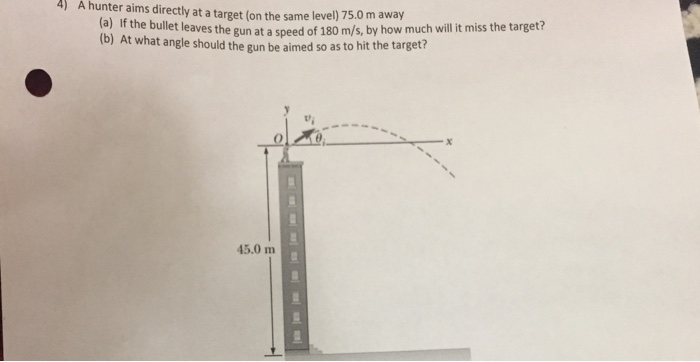 Solved A hunter aims directly at a target (on the same | Chegg.com