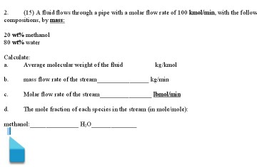 Solved A fluid flows through a pipe with a molar flow rate | Chegg.com