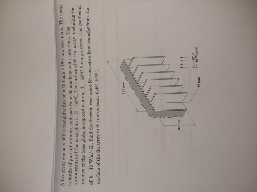 Solved a fin array consists of 6 rectangular fins on a 100mm | Chegg.com