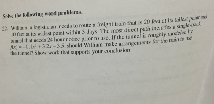 Solved Solve the following word problems. William, a | Chegg.com