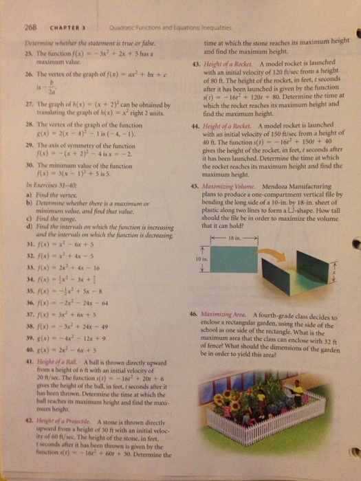 Solved SECTION 3.3 Analyzing Graphs of Quadratic Functions | Chegg.com
